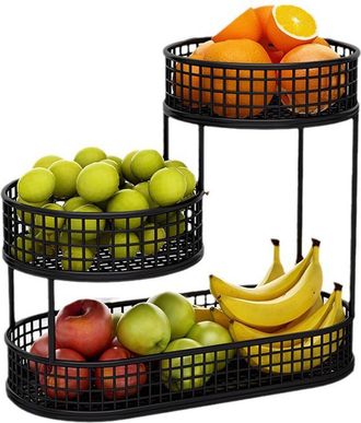 Generic Obstkorb Etagere 3 Stöckig Fruit Basket Obstschale Obstaufbewahrung für Mehr Platz auf der Arbeitsplatte - Hält Obst & Gemüse Frisch - Metall Obststän