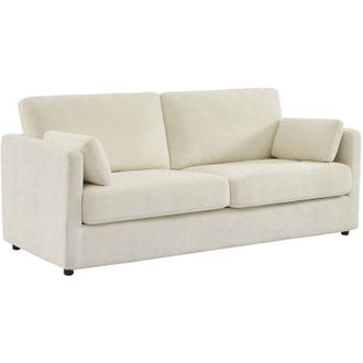 Sweeek 2-Sitzer-Sofa mit abnehmbaren Stoffbez&uuml;gen, Stoff, Wei&szlig;