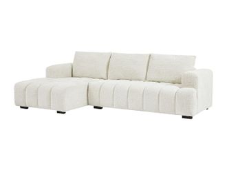 Vente-Unique Ecksofa - Ecke Links - Strukturstoff - Beige - BENOLA