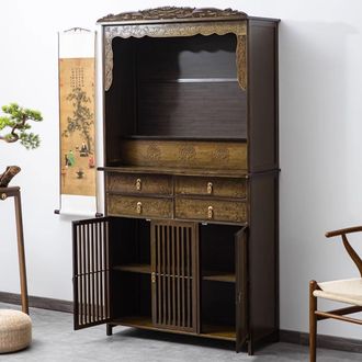 Generic Buddhistischer Altartisch, pers&ouml;nlicher Buddha-Schrein, Meditationstisch mit Stauraum, Bambus-Altar-Opferschrank