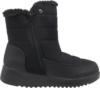 Amarpies AJH25475 Bottines dhiver chaudes rembourrées avec fermeture éclair et semelle en caoutchouc antidérapante pour femme, Noir, 40 EU