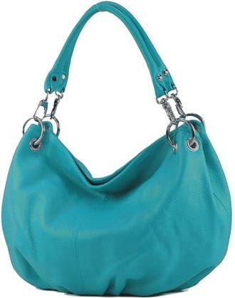 modamoda.de IT40 - ital. Sac à bandoulière en cuir pour femme, Cuir bleu turquoise, sh. Beschreibung