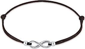 Elli Bracelet Femme Infinity Symbole Tendance avec Bande Textile en Argent Sterling 925