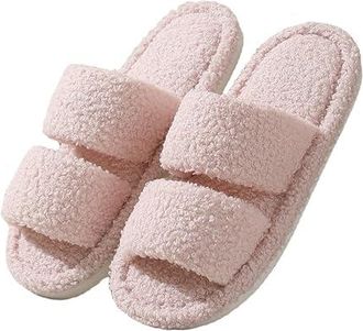 Generic Chaussons Maison Femme Flous Confortables dhiver Double Bande &Agrave; Doigts Ouverts en Plush pour Chambre avec Semelle Anti-D&eacute;rapante pour Int&eacute;rieur Ext&eacute;ri