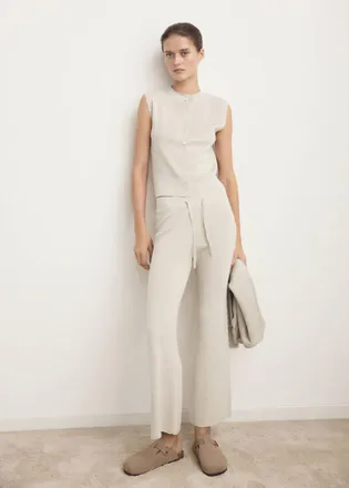 Mango Short-sleeved knitted cardigan beige - Femme - M - MANGO