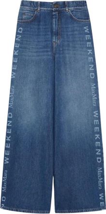 Max Mara Femme, Jeans, Bleu, Taille: 38 FR Jean Large Bleu Fonc&eacute; avec Logos