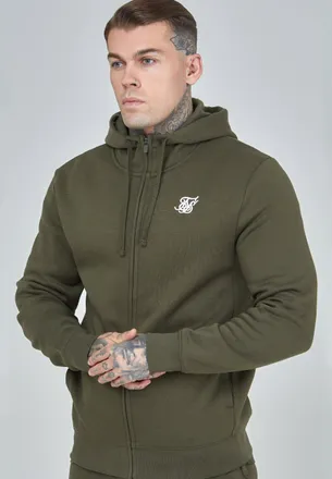 Siksilk Herren Khaki Essential Rei&szlig;verschluss-Trichterkapuzenpullover XS