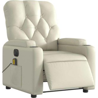 vidaXL Massagesessel Elektrisch Creme Kunstleder - Vidaxl
