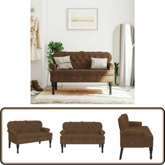 vidaXL Sitzbank mit Rückenlehne Braun 119,5x64,5x75 cm Wildleder-Optik - Wildlederoberflächen - Sofa - Wohnzimmersofa - Couch - Sessel