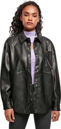 Urban Classics Damen Hemd Ladies Faux Leather Overshirt Black 3XL