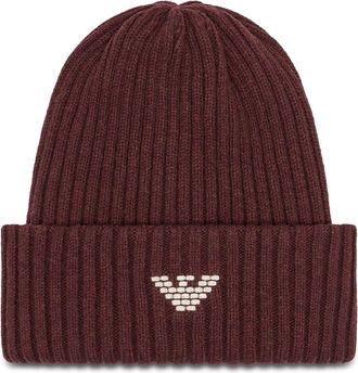 Emporio Armani Homme, Accessoires, Brun, Taille: S/M New York Capsule Bonnet c&ocirc;tel&eacute; en laine m&eacute;lang&eacute;e