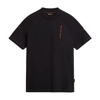 Napapijri Schwarzes Baumwoll-T-Shirt mit Kurzen &Auml;rmeln - - Tops - Herren - Schwarzk - XL