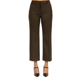 N&deg;21 Femme, Pantalons, Vert, Taille: 44 FR Pantalon Vert Militaire Laine Jambe Droite