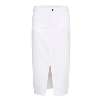 Kaffe Denimrock mit hoher Taille und Frontschlitz - - Skirts - Damen - Wei&szlig; - 3XL