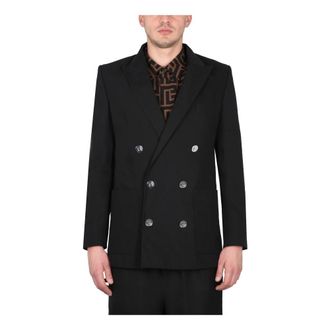 Balmain Technical Cotton DB Blazer Jacket - - Jackets - Herren - Schwarzk - XL