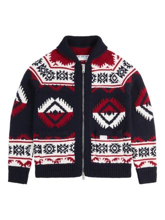 Fay cardigan Archive &agrave; motifs - Bleu