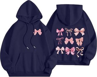 Generic Sweat &agrave; capuche pour femme - Joli pull &agrave; manches longues - D&eacute;contract&eacute; - Tendance - Imprim&eacute; noeud - Automne et printemps - Couleur unie - Confortable 