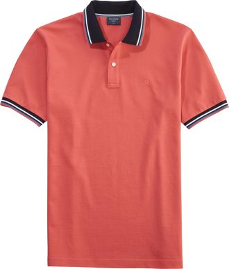Olymp Herren Polo-Shirt Langarm Casual.Wirk,Pikee,Regular fit,Rosenholz 32,XXL