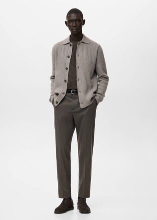 Mango Cardigan maille c&ocirc;tel&eacute;e marron moyen - Homme - XXL - MANGO MAN