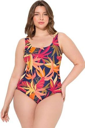 Ulla Popken Badeanzug, Wald, Ohne Softcups, Rundhals, Vorderfutter Maillot de Bain Une pièce, Marine, 56 Femmes