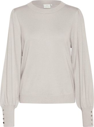 Kaffe Strickpullover KAlizza Damen Strickpullover Langarm Rundhals Mode Pulli S, Elephant Skin Melange S