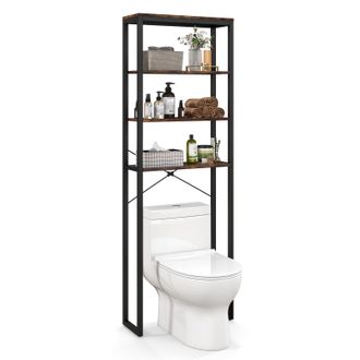 Giantex Toilettenregal, 4-st&ouml;ckiges Badezimmerregal platzsparend, Standregal &uuml;ber der Toilette, 60 x 24 x 177 cm WC-Regal f&uuml;r Bad & Balkon