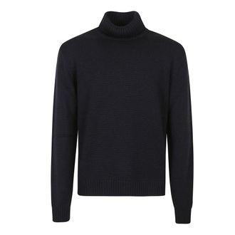 Zanone Blauer Wollrollkragenpullover Dolcevita - - Knitwear - Herren - Blau - M