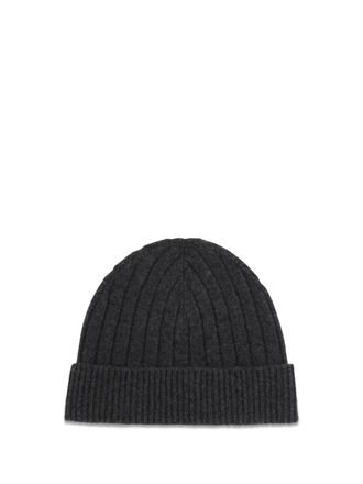 Kiton Mens Wool Beanie Hat Grigio Scuro-Grigio Chiaro Merino Ovis Aries E Hairbands Scuro/grigio