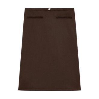 Courr&egrave;ges Mini-jupe &eacute;vas&eacute;e &agrave; double poche - Femme - Jupes - Brun - Taille: 40 FR