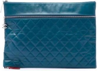 Chanel Pre-owned Sac &agrave; main matelass&eacute; en cuir dagneau - Femme - Pre-owned - Bleu - Taille: ONE Size