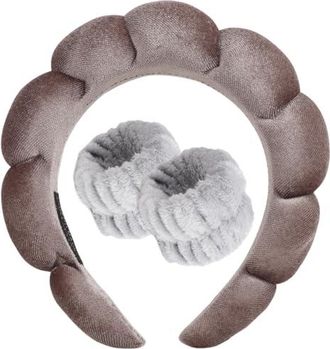 Dreshow Bandeau Spa pour le Lavage du Visage Set de Poignets éponge doux en Tissu éponge pour le Maquillage et Les Soins de la Peau Bandeau Antidérapant pour 
