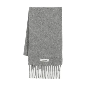 Jacquemus Womens Lecharpe Carro Scarf Gray Wool