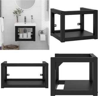 vidaXL Badezimmer Wand-Waschtischgestell Schwarz 40x38x31 cm Eisen - Wand-Waschtischgestell - Badezimmerregal - Eisen-Gestell - Schwarzes Badezimmerzubeh&ouml;r