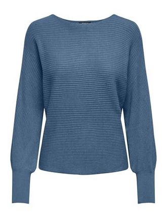 Only Onladaline L/S KNT Noos Pull Court en Tricot pour Femme avec col Bateau, Coronet Blue W. Melange, L