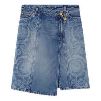 Versace Femme, Jupes, Bleu, Taille: 38 FR Jupe en Denim 1D870 Bleue