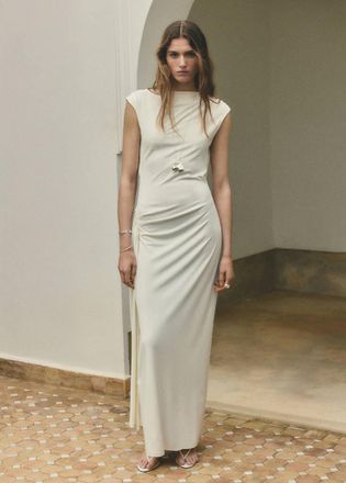 Mango Robe dos nu blanc cass&eacute; - Femme - XS - MANGO