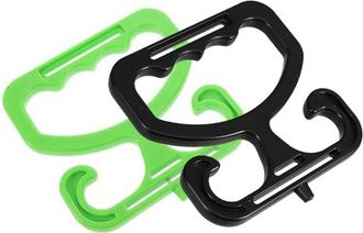 Angoily Lot de 2 Porte-Paquet d&Eacute;picerie en Plastique Robuste Poign&eacute;e Antid&eacute;rapante Noire et Verte Support Compact pour Transporter Facilement Vos Paquet de Co