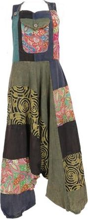 Guru Shop Salopette patchwork unique en coton pour femme, vert, 38