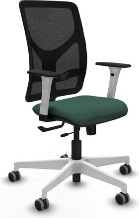 Piqueras y Crespo Gr&uuml;ner Schreibtischstuhl mit wei&szlig;en und schwarzen Armlehnen, h&ouml;henverstellbare Lendenwirbelst&uuml;tze, ausgestattet mit Syncro/Traslack und Schneidschaum.