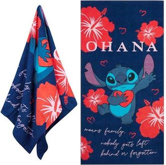 Disney Stitch Serviette de Bain Enfant Douce et Absorbante Serviette &agrave; S&eacute;chage Rapide Plage Piscine Vacances 140x70cm Voyage Accessoires (Bleu/Rouge Stitch)