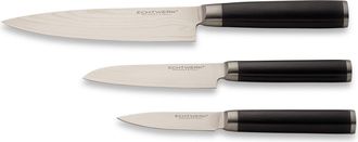 Echtwerk Echtwerk Damaszener Messer Set, 3-TLG, Kochmesser/Küchenmesser, kleines Santokumesser/ japanisches Messer, Schälmesser/Gemüsemesser, Damaststahl, Mess