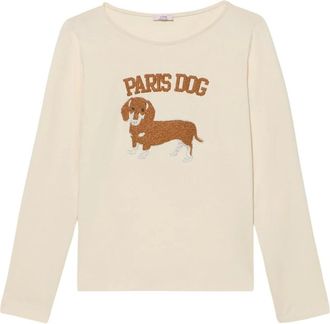 Oltre Femme, Tops, Blanc, Taille: 38 FR T-shirt avec imprim&eacute; et applications