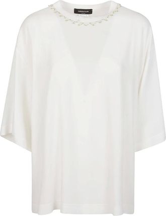 Fabiana Filippi Femme, Tops, Blanc, Taille: 36 FR Top Orn&eacute; de Perles