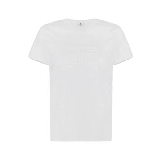 Elisabetta Franchi Jersey T-Shirt mit gesticktem Logo - - Tops - Damen - Wei&szlig; - XS