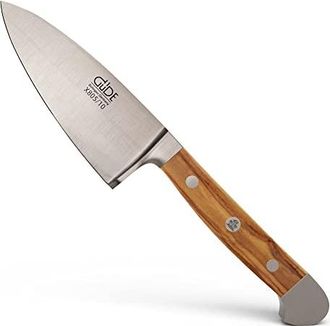 Gude Solingen - Hartkäsemesser Käsemesser geschmiedet, 10 cm, Olivenholz, ALPHA OLIVE, Doppelkropf, Handmade Germany