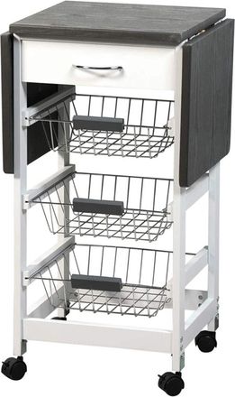 KESPER | Küchenwagen, Material: Holz, Maße: 45/97 x 37 x 75,5 cm, Farbe: Weiß, Grau | 25816 13
