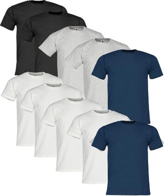 Fruit Of The Loom Heavy Cotton Tee Shirt 10er-Pack Herren, 4X Weiß + 2X Schwarz + 2X Navy + 2X Heather Grey, 3XL
