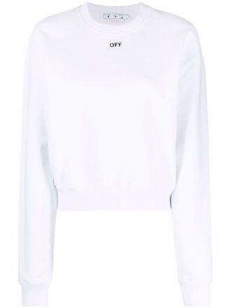 Off-white sweat crop &agrave; logo Off imprim&eacute; - Blanc