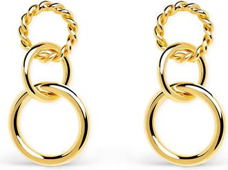 Singularu Circles Twist Ohrringe. Messing mit 18 Kt Vergoldeter Beschichtung. Schmuck f&uuml;r Damen