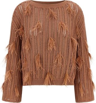 Twinset Femme, Pulls, Brun, Taille: 38 FR Tricot ras du cou